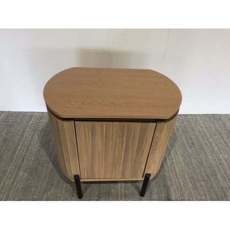 Table de chevet bois 1 porte style rétro pin marron | Seconde Vie